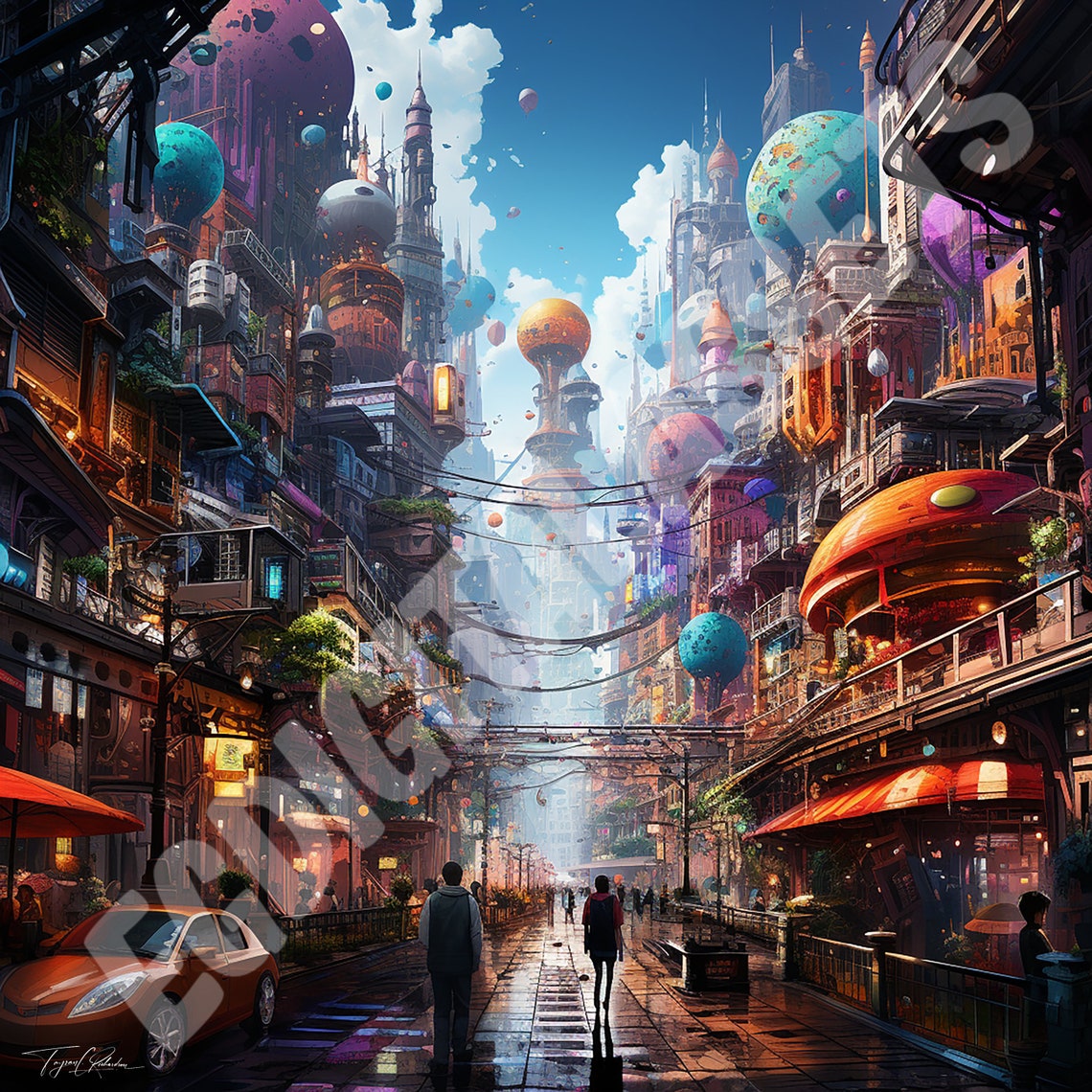 Set of 4 Dystopian Cyberpunk Print | Intricate Megastructures | Dark ...