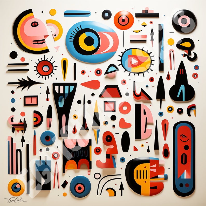 4 Set Digital Print / Pablo Picasso / Abstract / Oval / Canvas Print ...