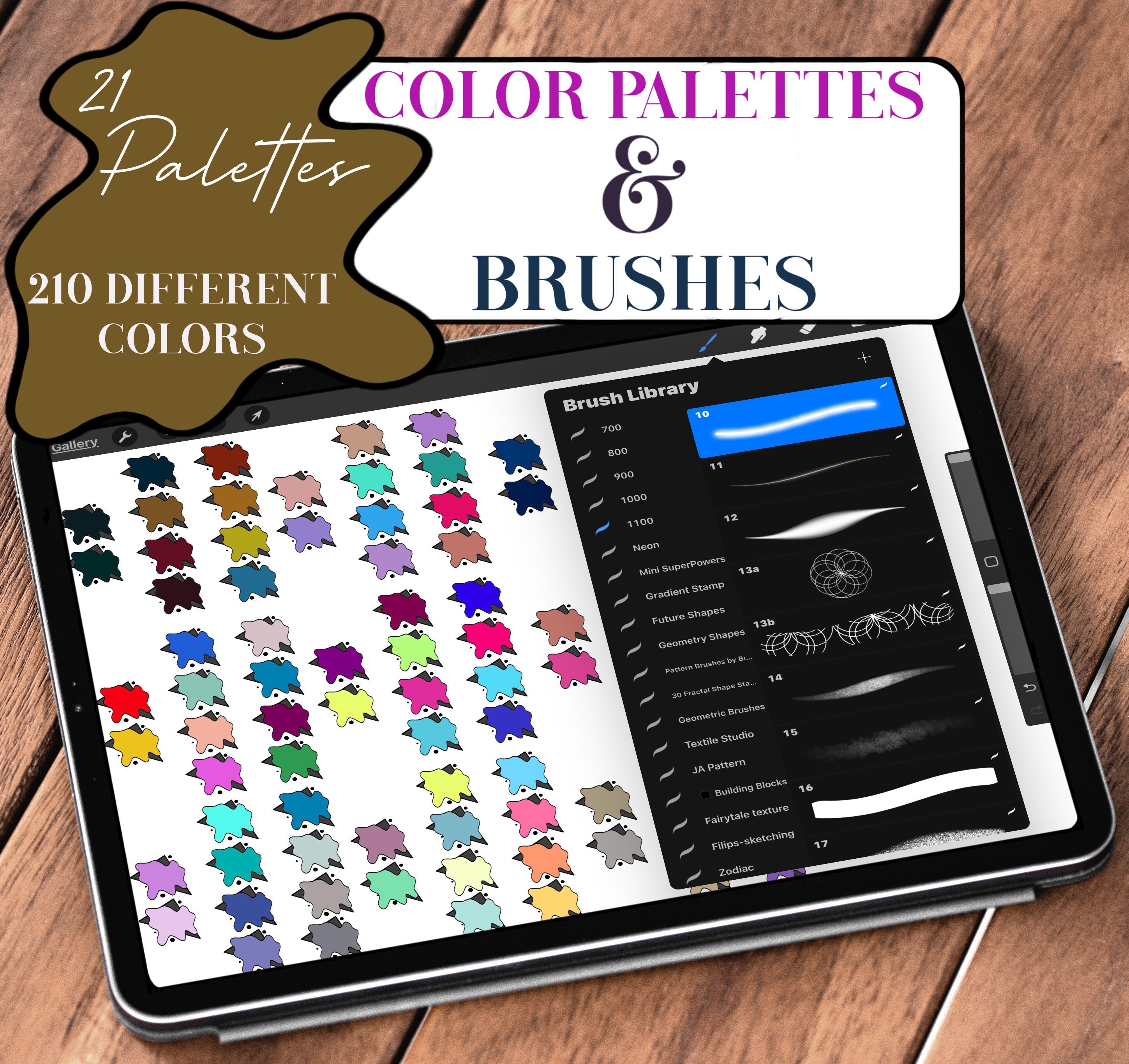 Digital Art Color Palettes and Brushes - Procreate & Photoshop Set ...