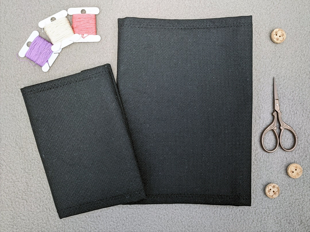 Black Cotton Aida 14 or 16 Cross Stitch Cover: Book, Notebook, Passport ...