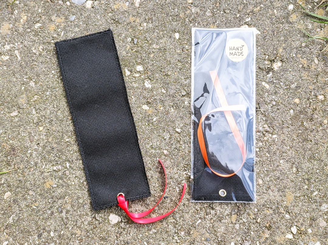 Black Aida Cloth Bookmark: Cross Stitch Embroidery DIY Supply (aida 14 ...