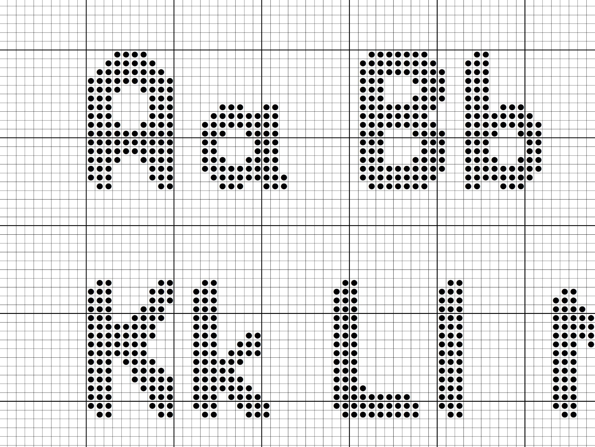 Big Cross-stitch English Alphabet Pattern With Modern Thick Letters ...