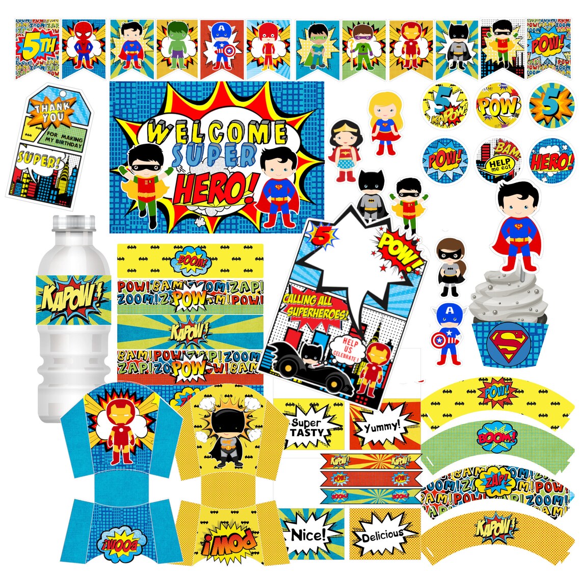 Party Superheroes Birthdayrintable Mega Printable Party | Etsy