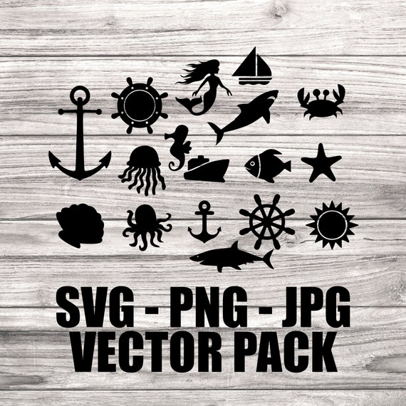 Nautical Vector Pack SVG Ocean Vectors Template SVG/PNG | Etsy