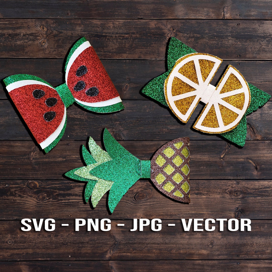 Fruit Hair Bow Template Bundle Watermelon Pineapple Orange | Etsy