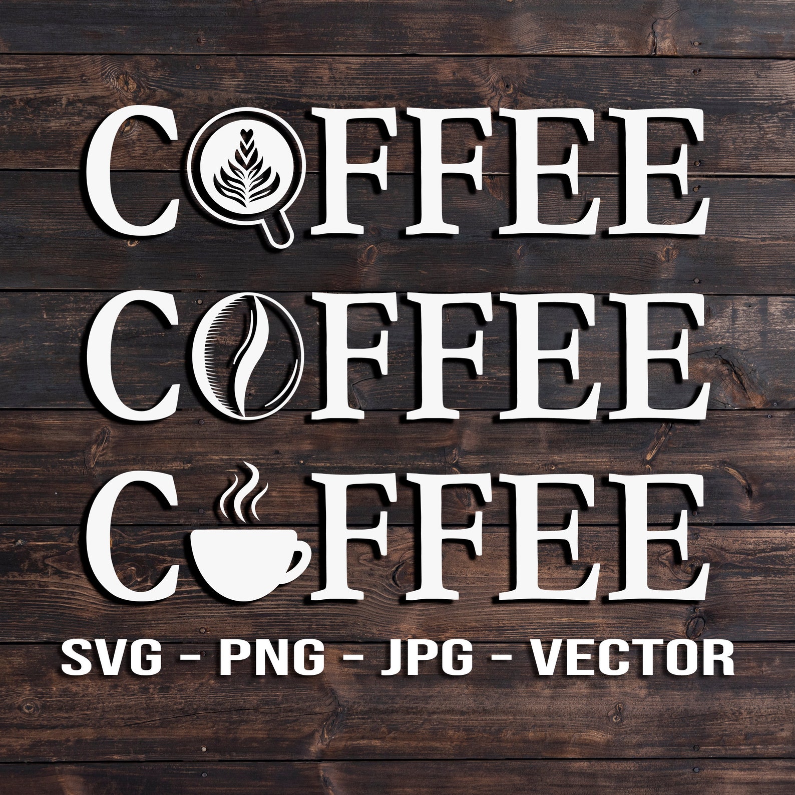 Three Coffee Mug Hanging Sign Vector File Coffee Bean Cup - Etsy