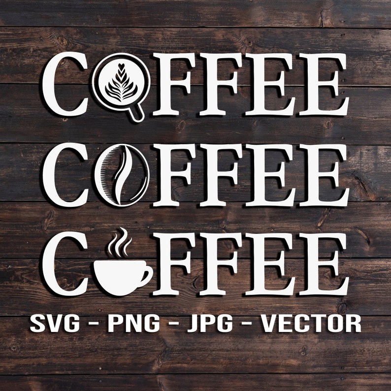 Three Coffee Mug Hanging Sign Vector File Coffee Bean Cup - Etsy