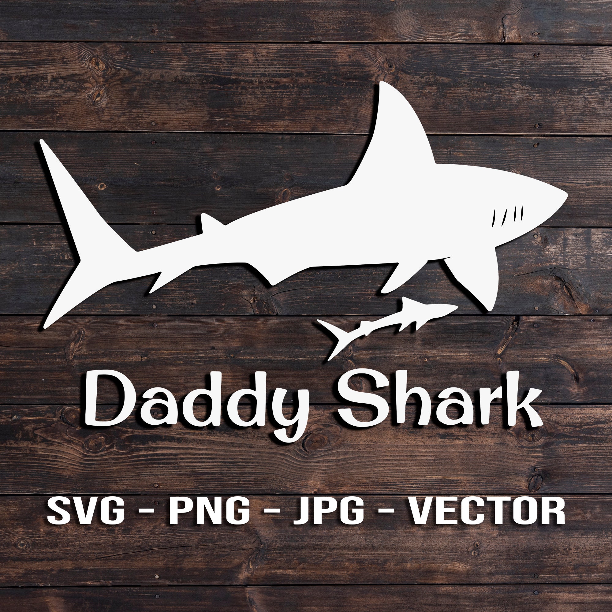 Daddy Shark with Baby Shark Father's Day Vector Template | Etsy