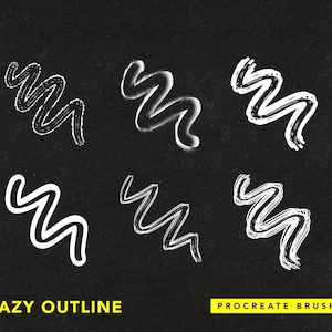 46 Outline Brushes Procreate, Procreate Outline Brush, Crazy Outline ...