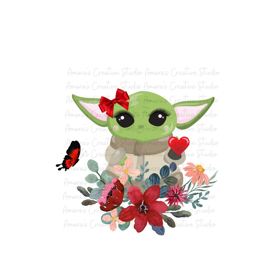 Set of 2 Baby Yoda Girl With Ring of Flowers Bundle Set of 2 - Etsy