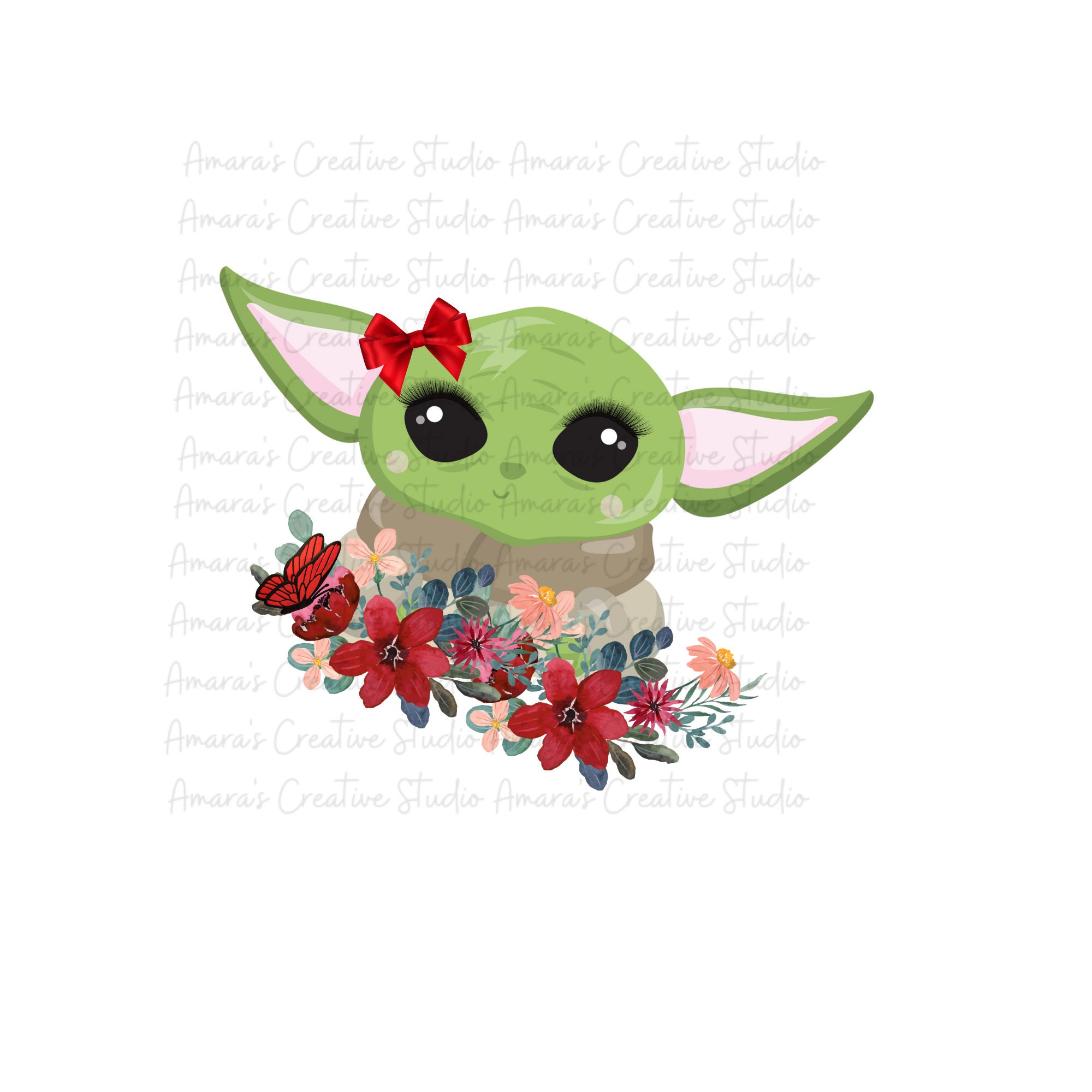 Set of 2 Baby Yoda Girl With Ring of Flowers Bundle Set of 2 - Etsy