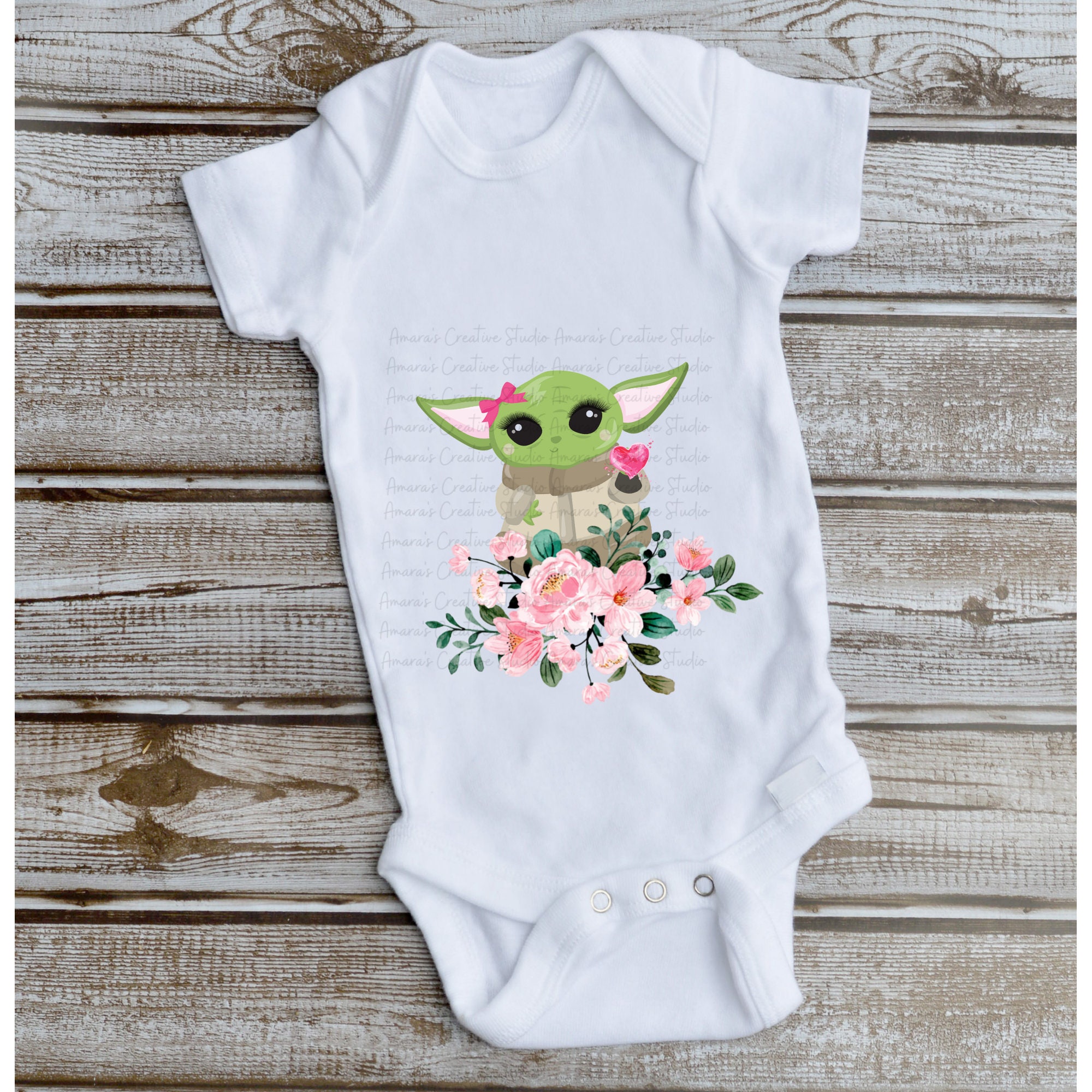 Baby Yoda Girl With Ring of Flowers, Bundle Set of 2, Starwars ...