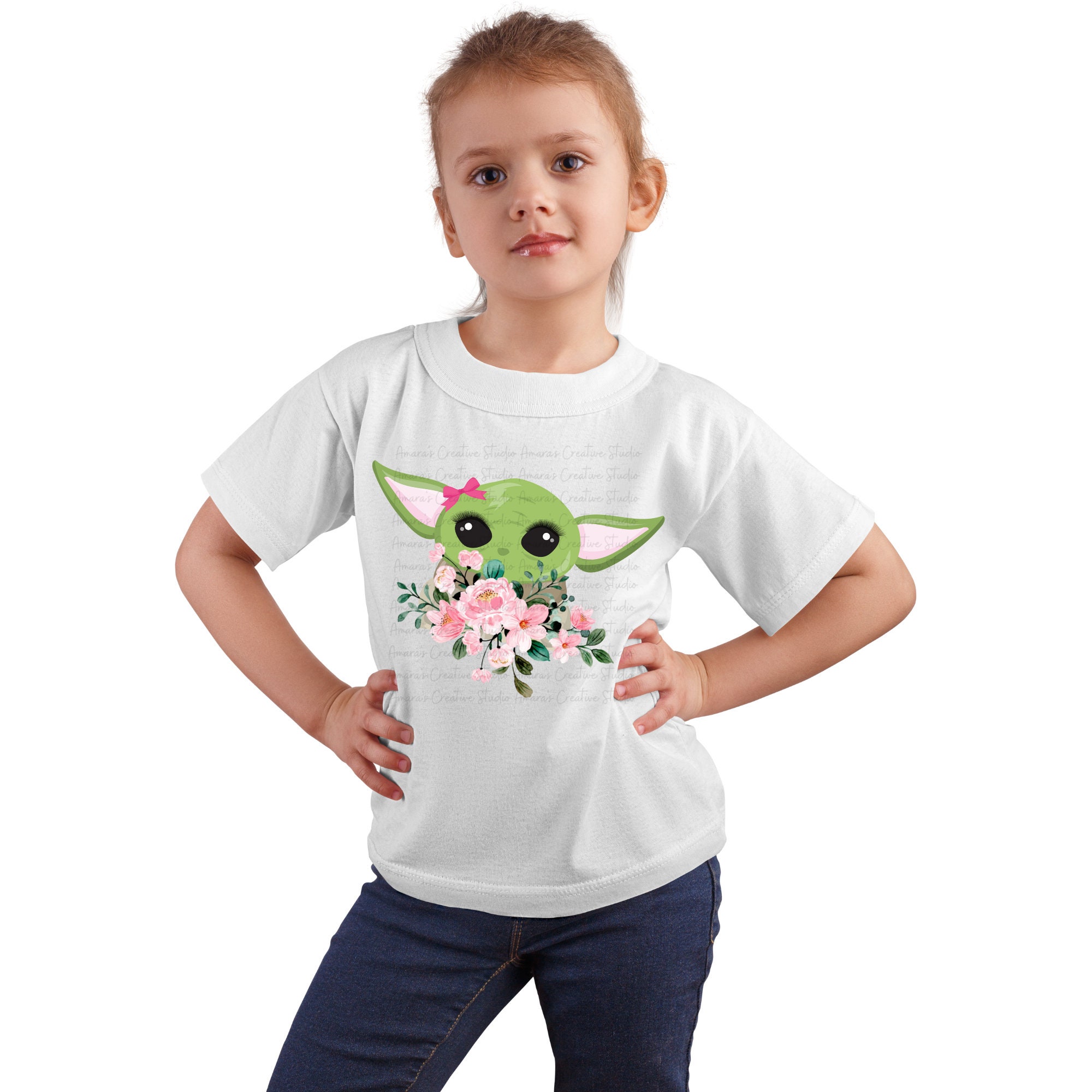 Baby Yoda Girl With Ring of Flowers, Bundle Set of 2, Starwars ...