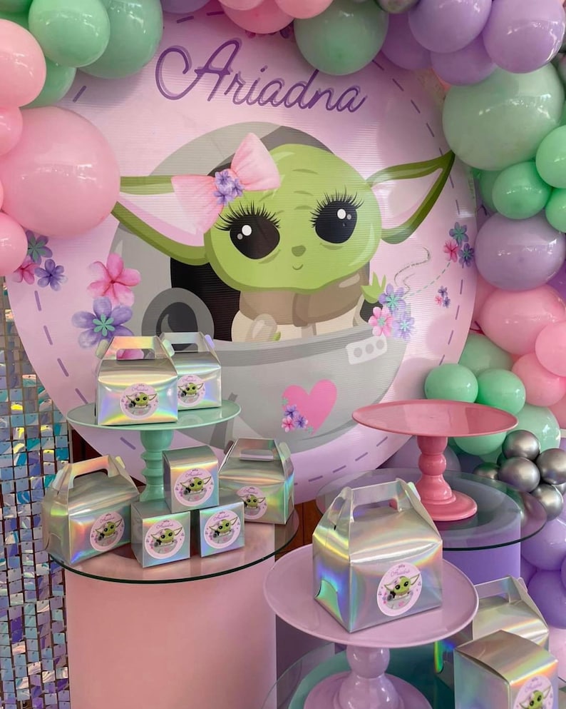 Baby Yoda Ring of Flowers, Mandalorian, Grogu, Birthday Logo - Etsy