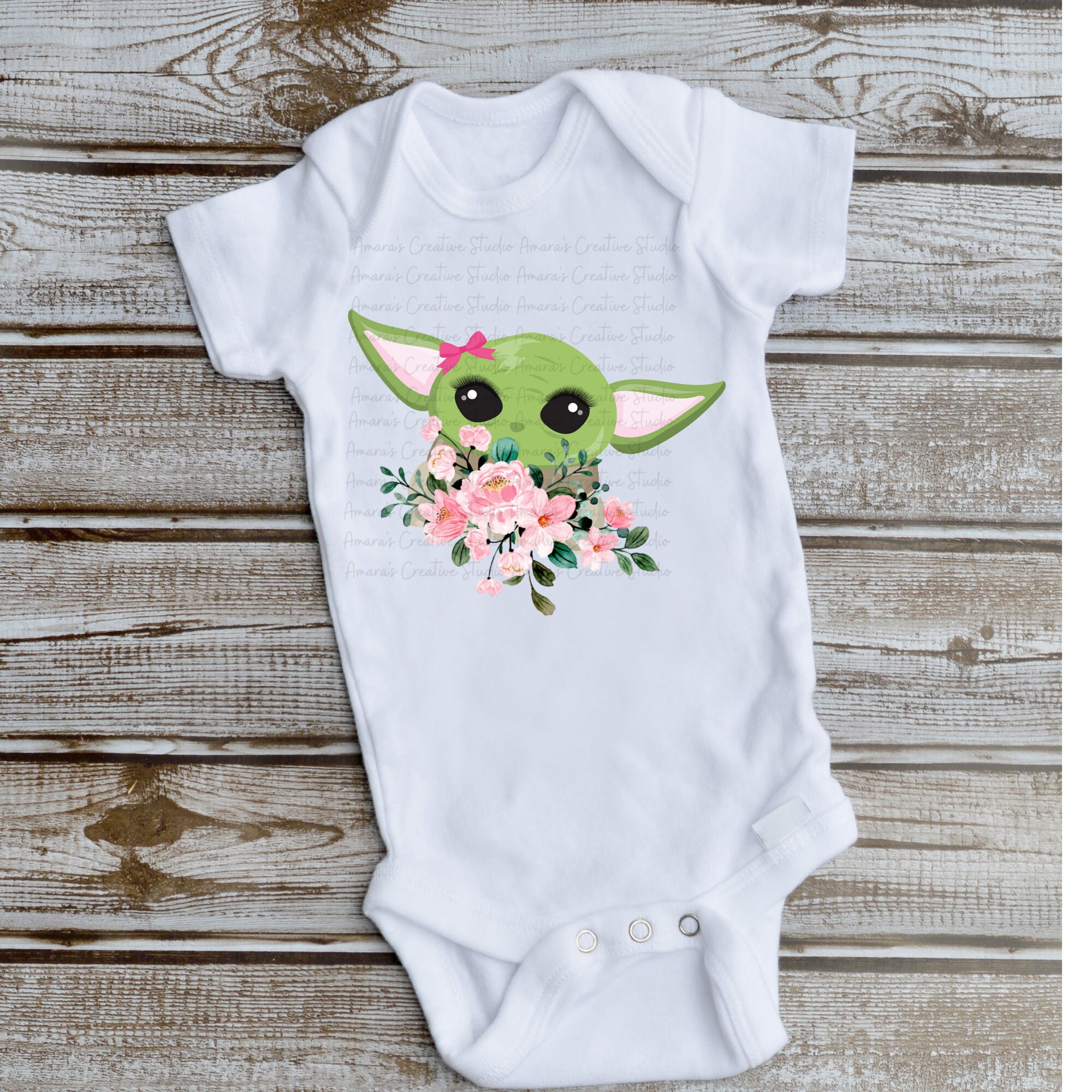 Baby Yoda Girl With Ring of Flowers Bundle Set of 2 - Etsy