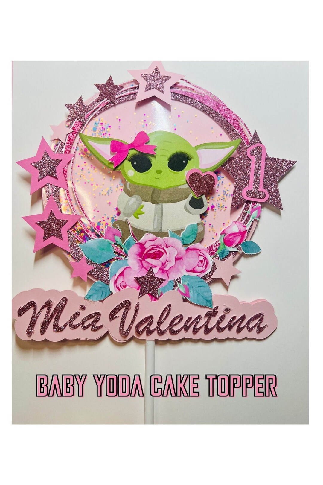 Baby Yoda Girl Cake Topper, Baby Yoda Cake Shaker Topper Starwars Cake ...