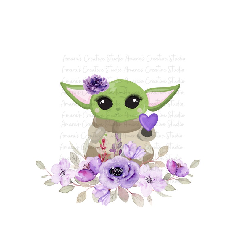Baby Yoda Girl With Ring of Flowers Bundle Set of 2 - Etsy