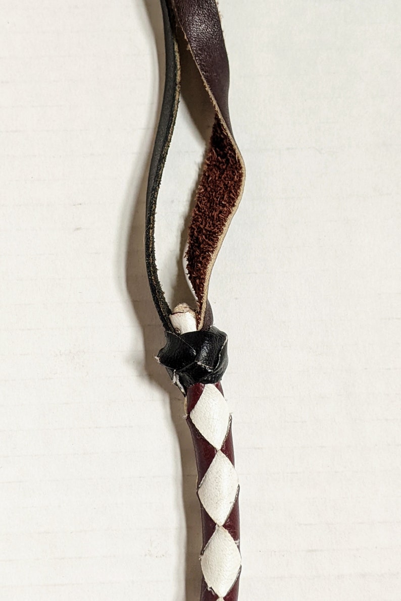 Vintage Black and White Authentic Mexican Bullwhip Eight Feet Long Hand ...