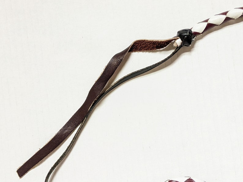 Vintage Black and White Authentic Mexican Bullwhip Eight Feet Long Hand ...