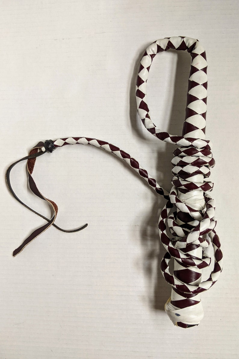 Vintage Black and White Authentic Mexican Bullwhip Eight Feet Long Hand ...