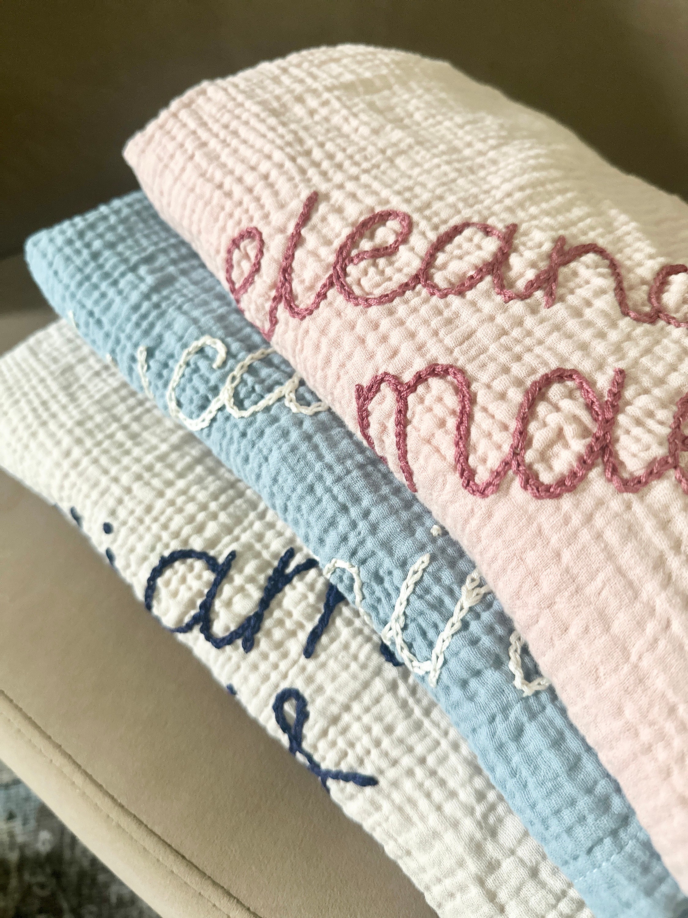 Personalized Hand Embroidered Heirloom Baby Swaddle Blanket - Cotton ...
