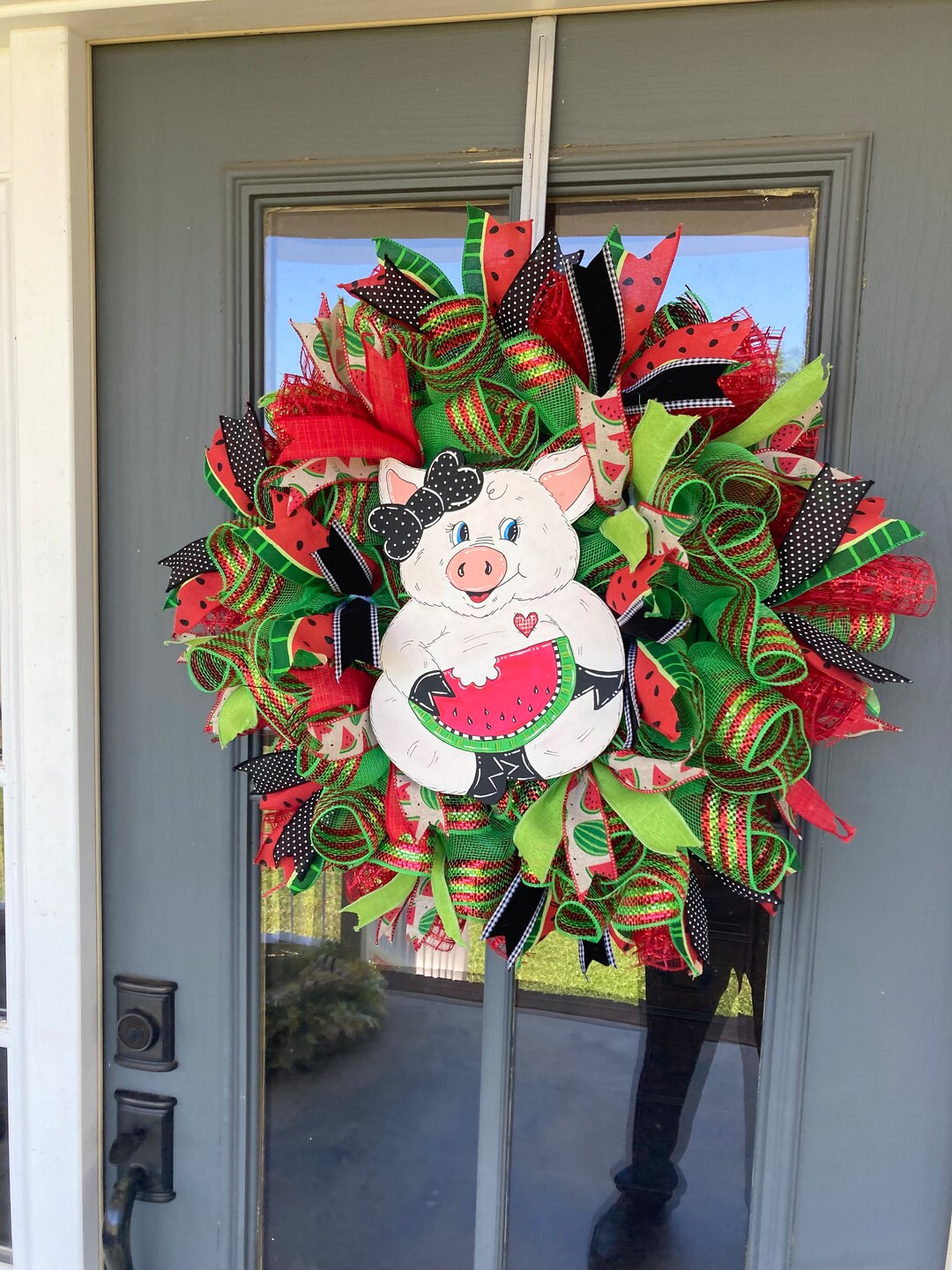 Watermelon Wreath for Front Door,summer Watermelon Wreath, Bar B Q ...