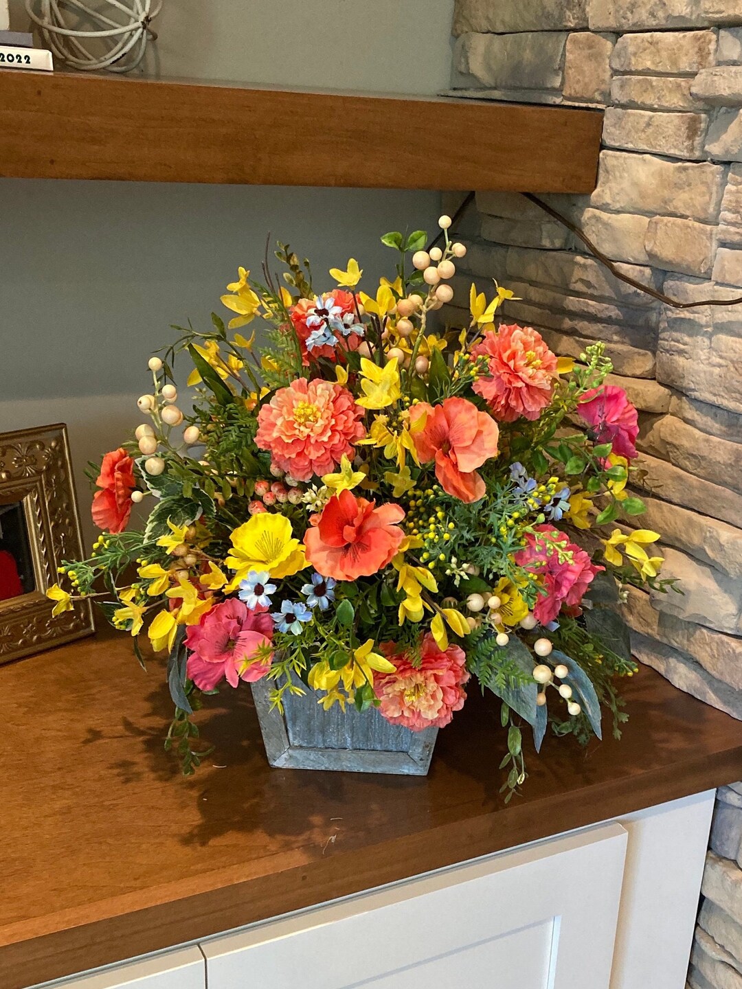 Summer Cosmos Arrangement, Summer Arrangement, Coral and Blue ...