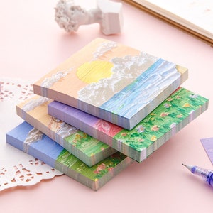 Oil Painting Landscape Sticky Notes, Self-stick Note Pads for Easy to ...