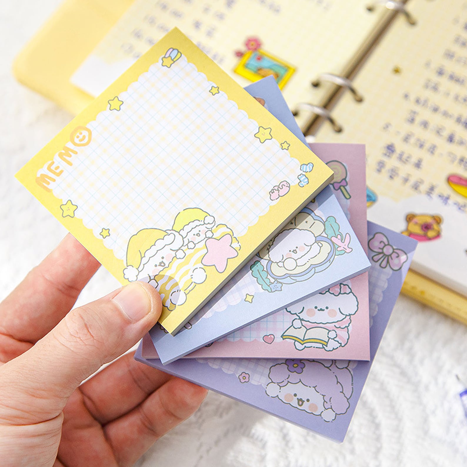 Cute Sticky Notes, Kawaii Sticky Notes Cute Stationary 8.0x8.0 CM ...