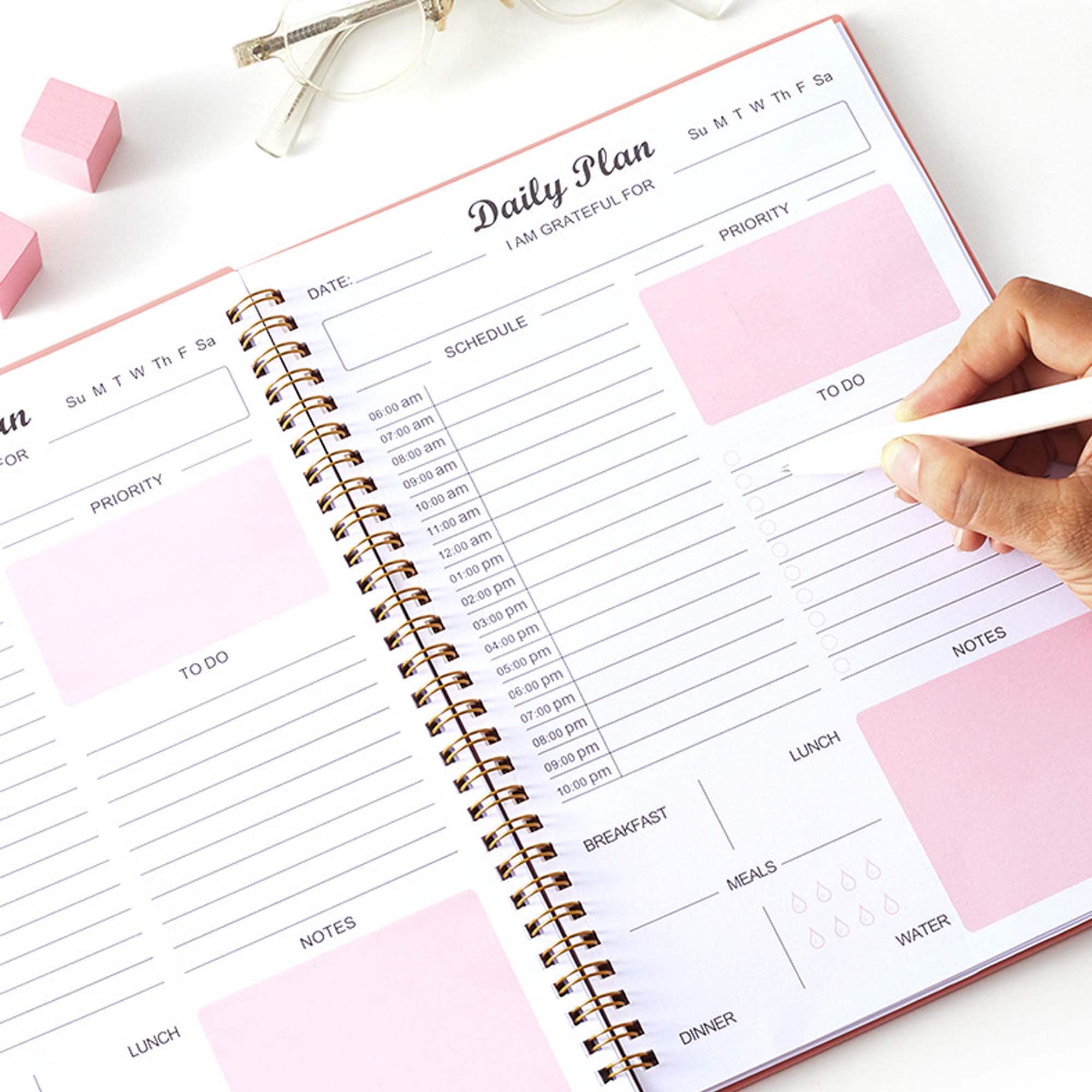 Daily Planner Undated, Daily Planner Notepad With Hourly Schedule ...