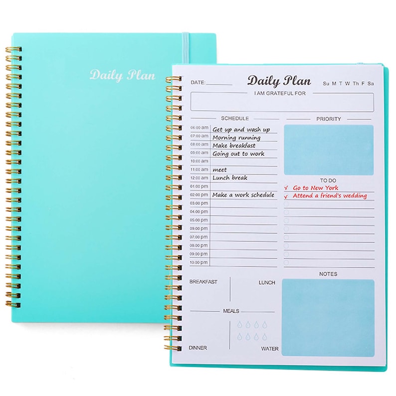 Undated Daily Planner: Hourly Schedule, Spiral Notebook - Etsy