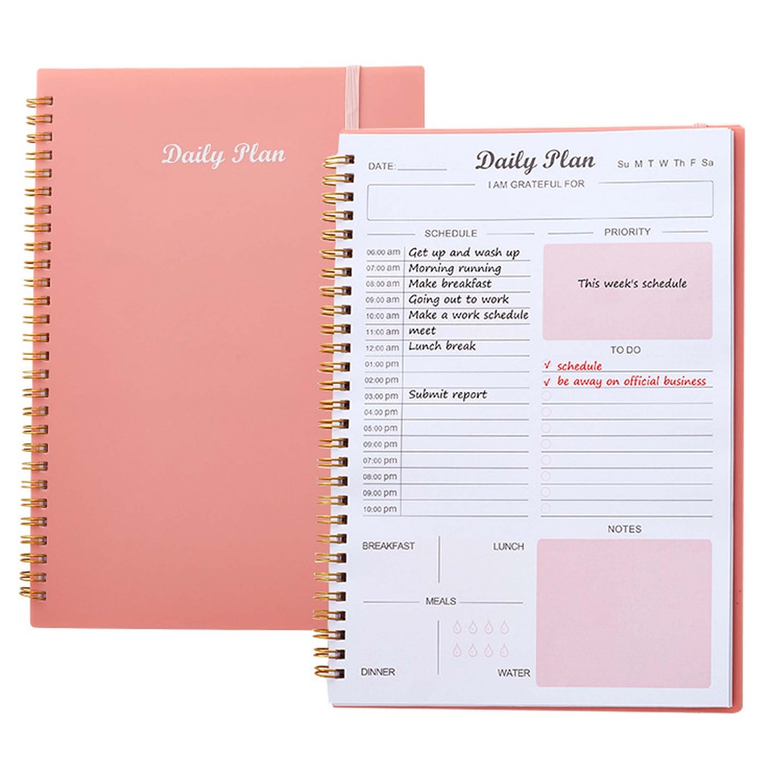 Undated Daily Planner: Hourly Schedule, Spiral Notebook - Etsy
