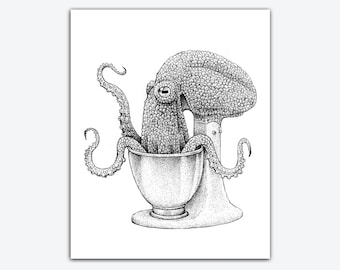 Funny Ink Drawing | Etsy