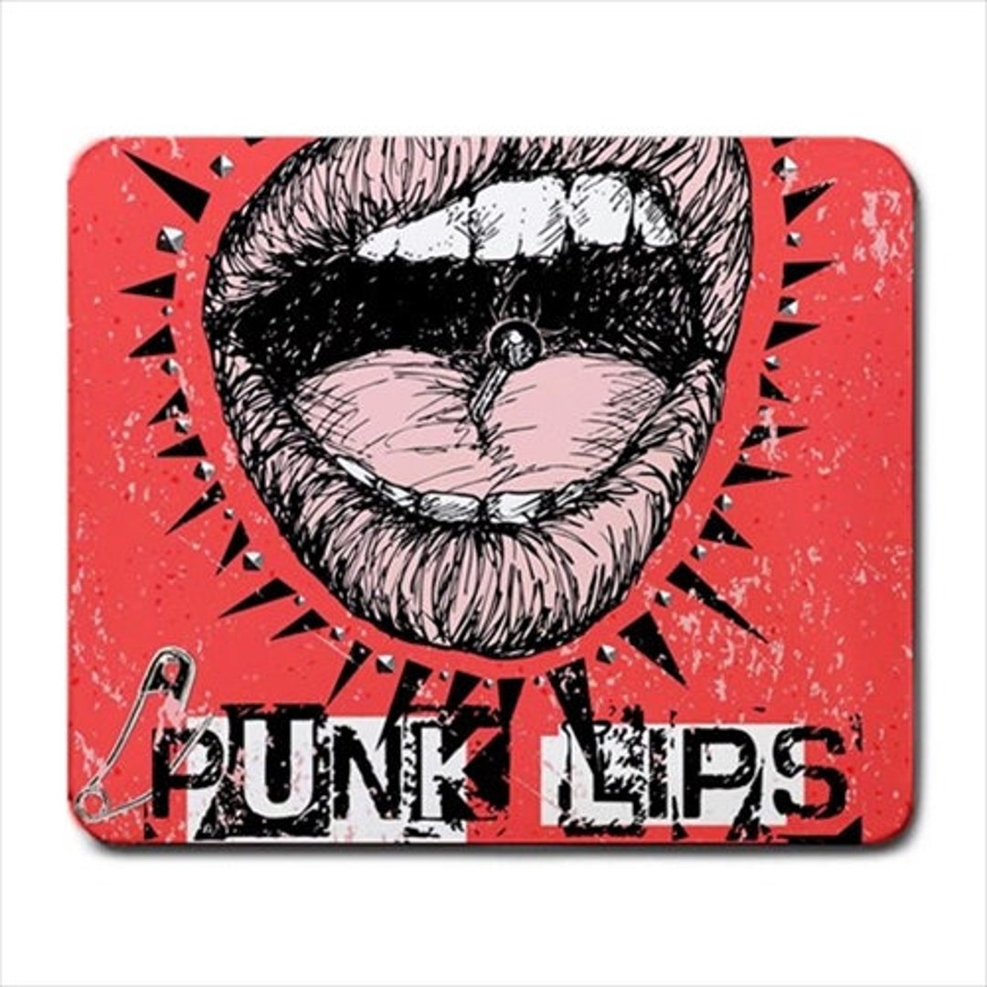 Punk Lips Hand Drawn Angry Lips Metal Spikes and Studs Open - Etsy