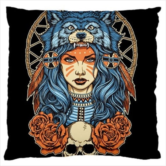 Native American Wolf Headdress Drawing