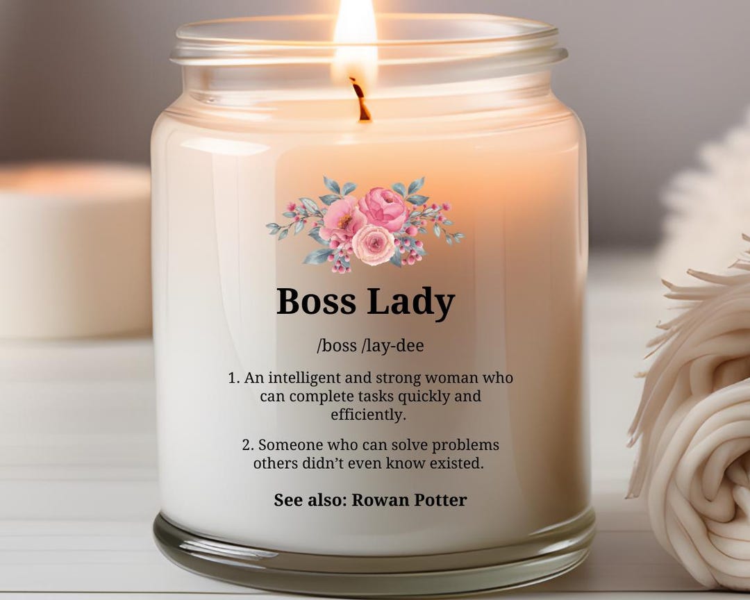 Personalized Boss Lady Candle, Custom Boss Lady Floral 9oz Soy Candle ...