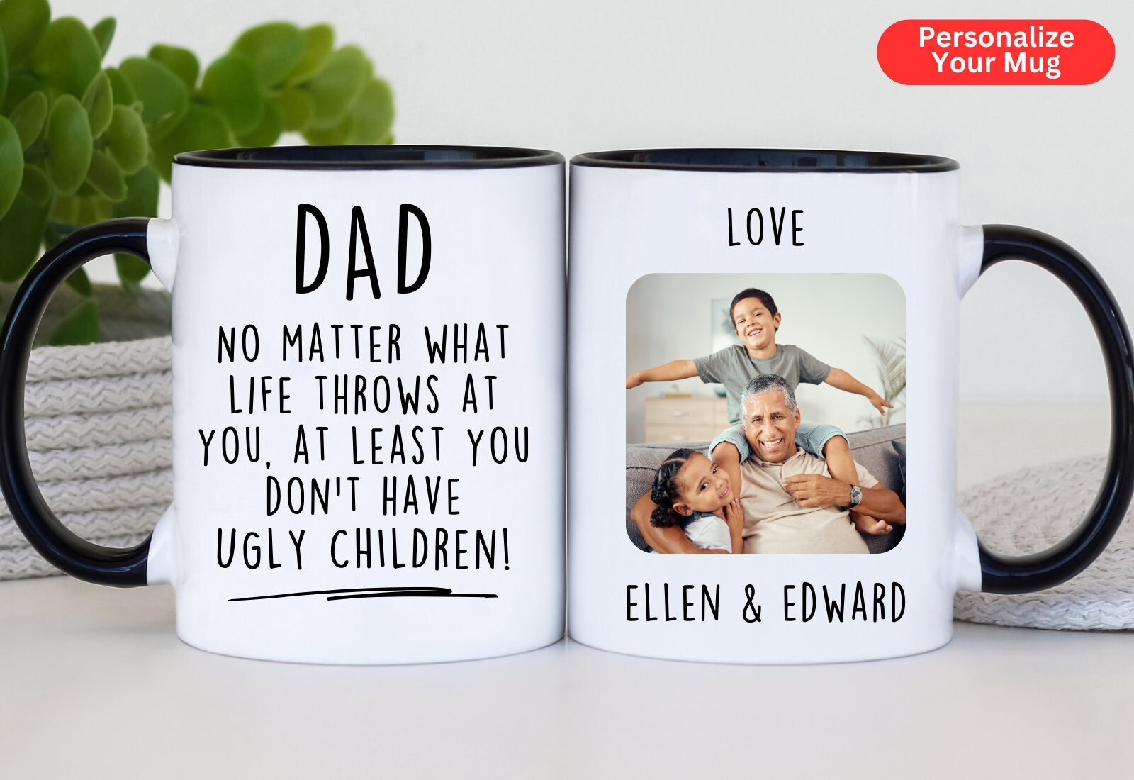 Personalized Ugly Child Mug, Custom Photo Ugly Children Black White ...