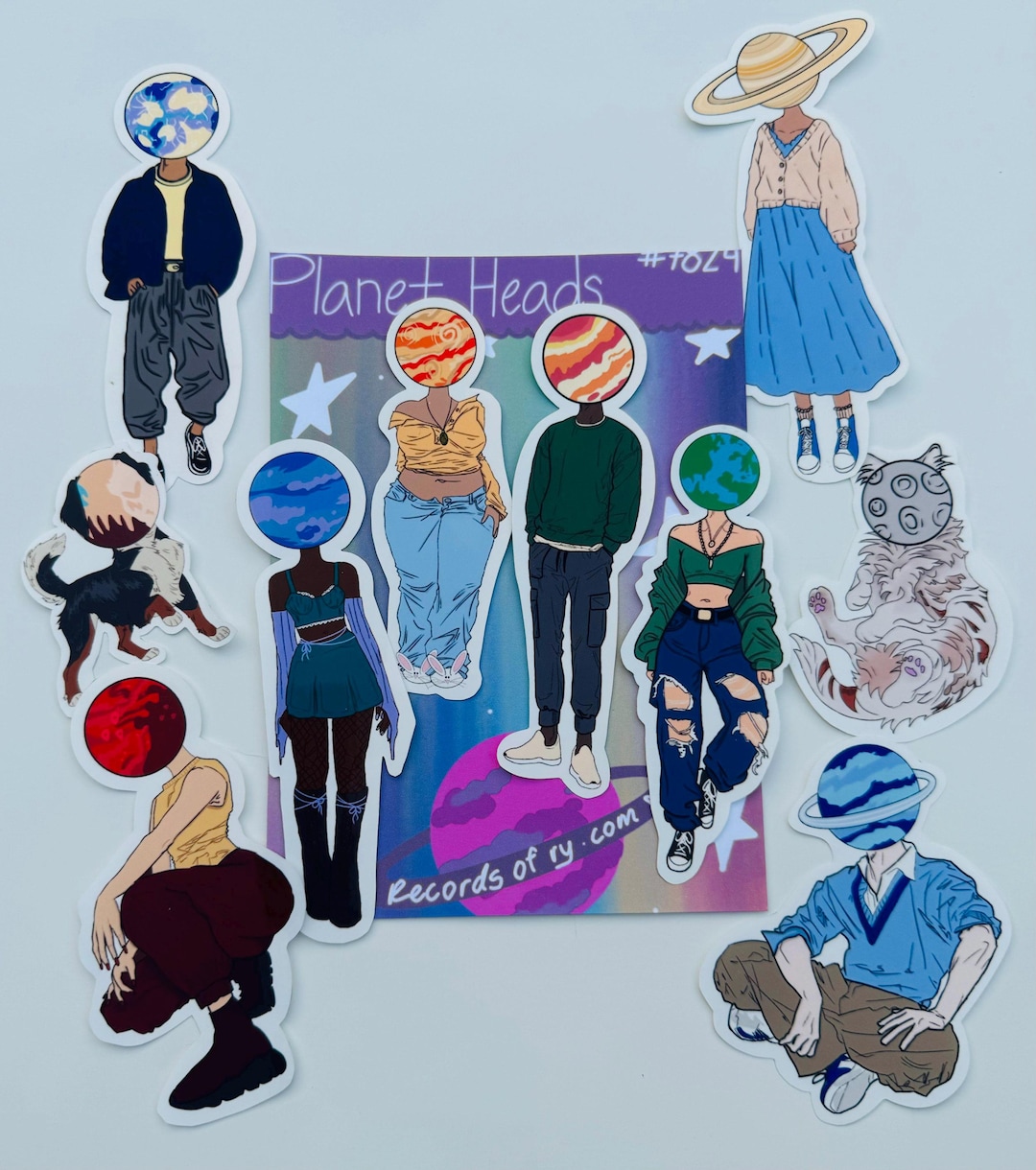 Planet Head Stickers, Celestial Stickers, Space, Stickers, Bullet ...