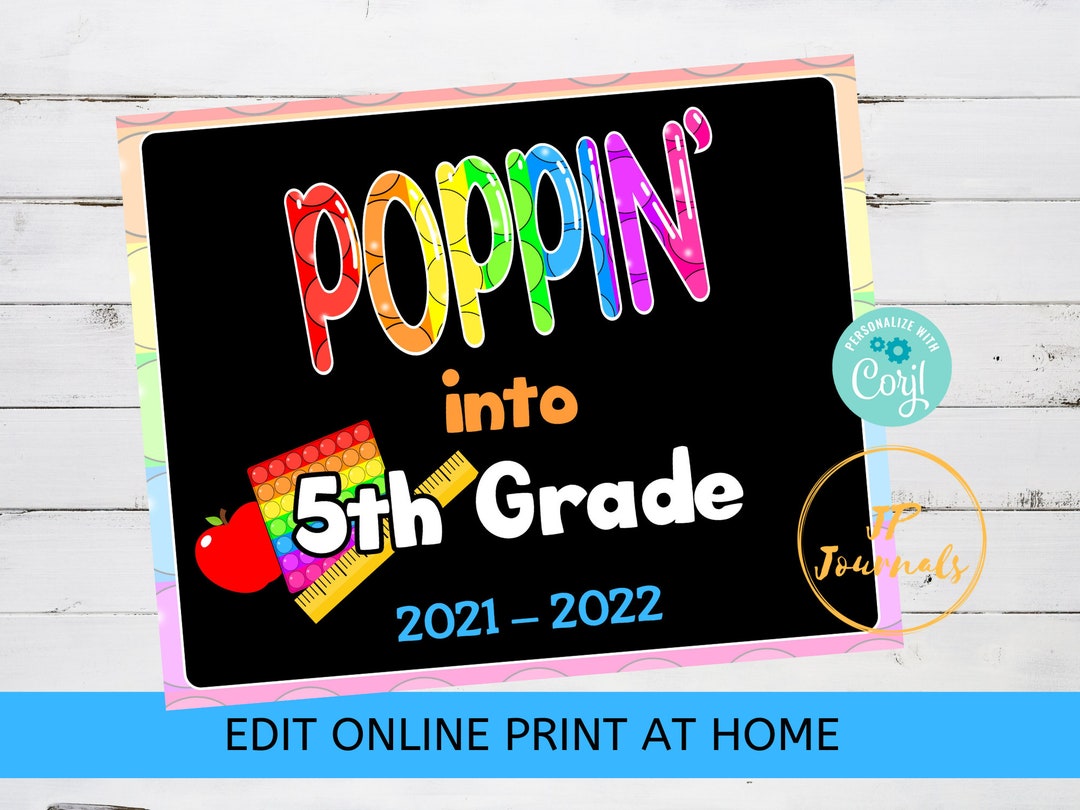 Bubble Pop Fidget Toy Themed First Day of School Printable Sign for ...