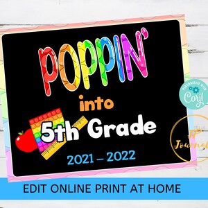Bubble Pop Fidget Toy Themed First Day of School Printable Sign for ...