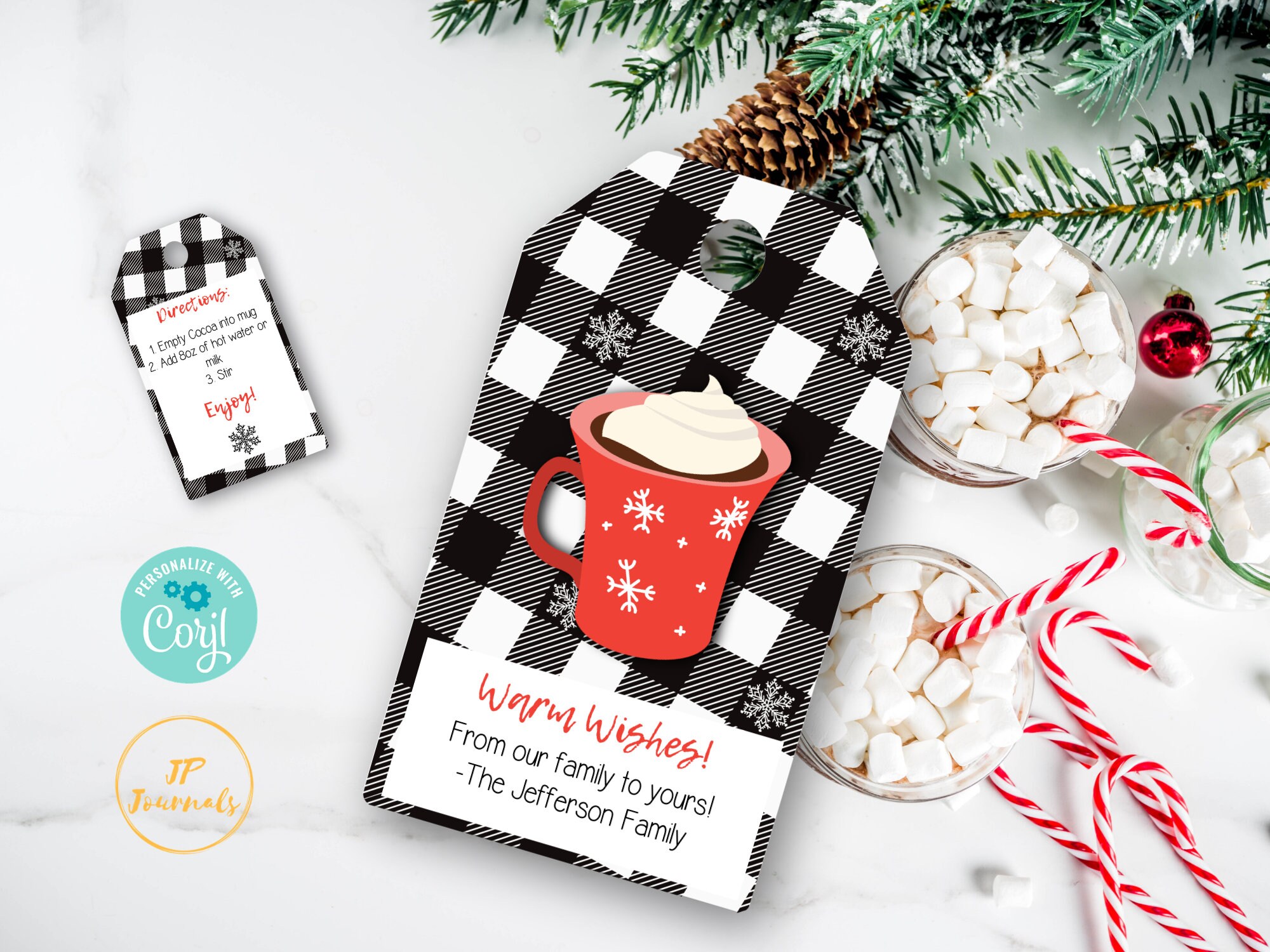 Hot Cocoa Printable Gift Tags Christmas Hot Chocolate Gift - Etsy