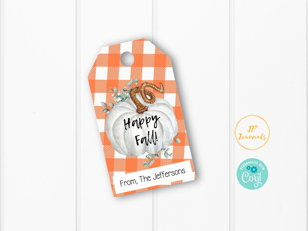 Printable Fall Treat Tags Happy Fall Gift Favor Labels Personalized ...