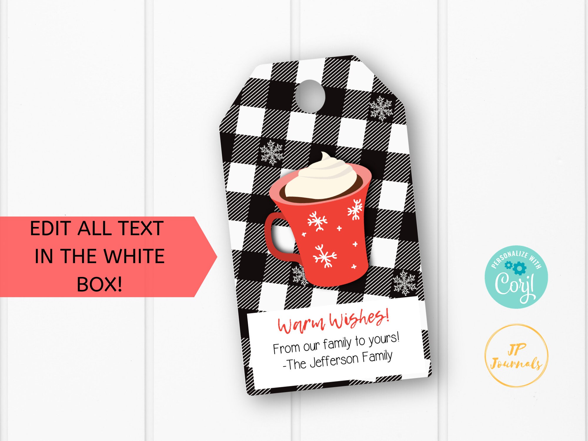 Hot Cocoa Printable Gift Tags Christmas Hot Chocolate Gift - Etsy