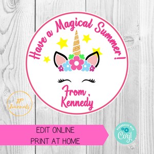 Unicorn Have a Magical Summer Custom End of School Year Printable Gift ...