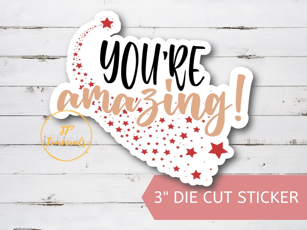 You're Amazing Inspirational Sticker Gift, Cute Die Cut Encouraging ...