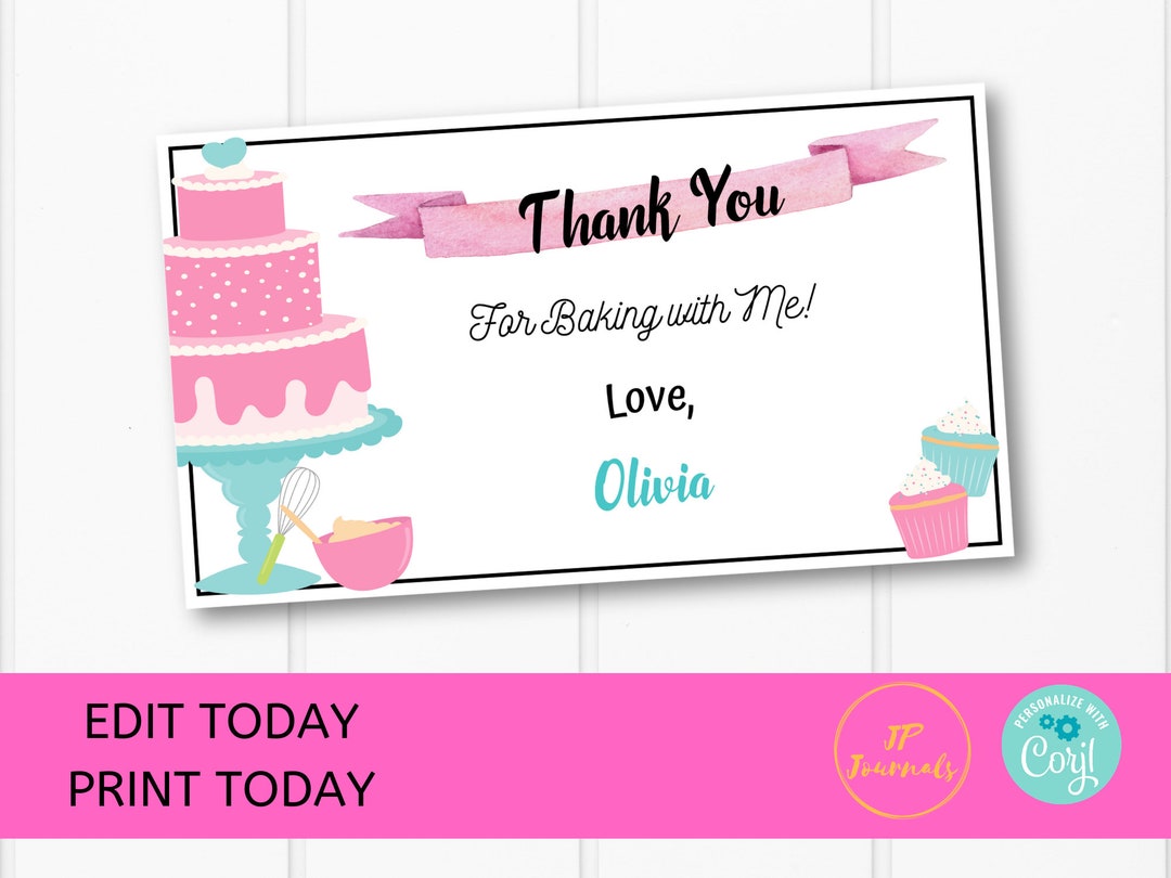 Nailed It Baking Party Thank You Card Template Baking Birthday Party ...