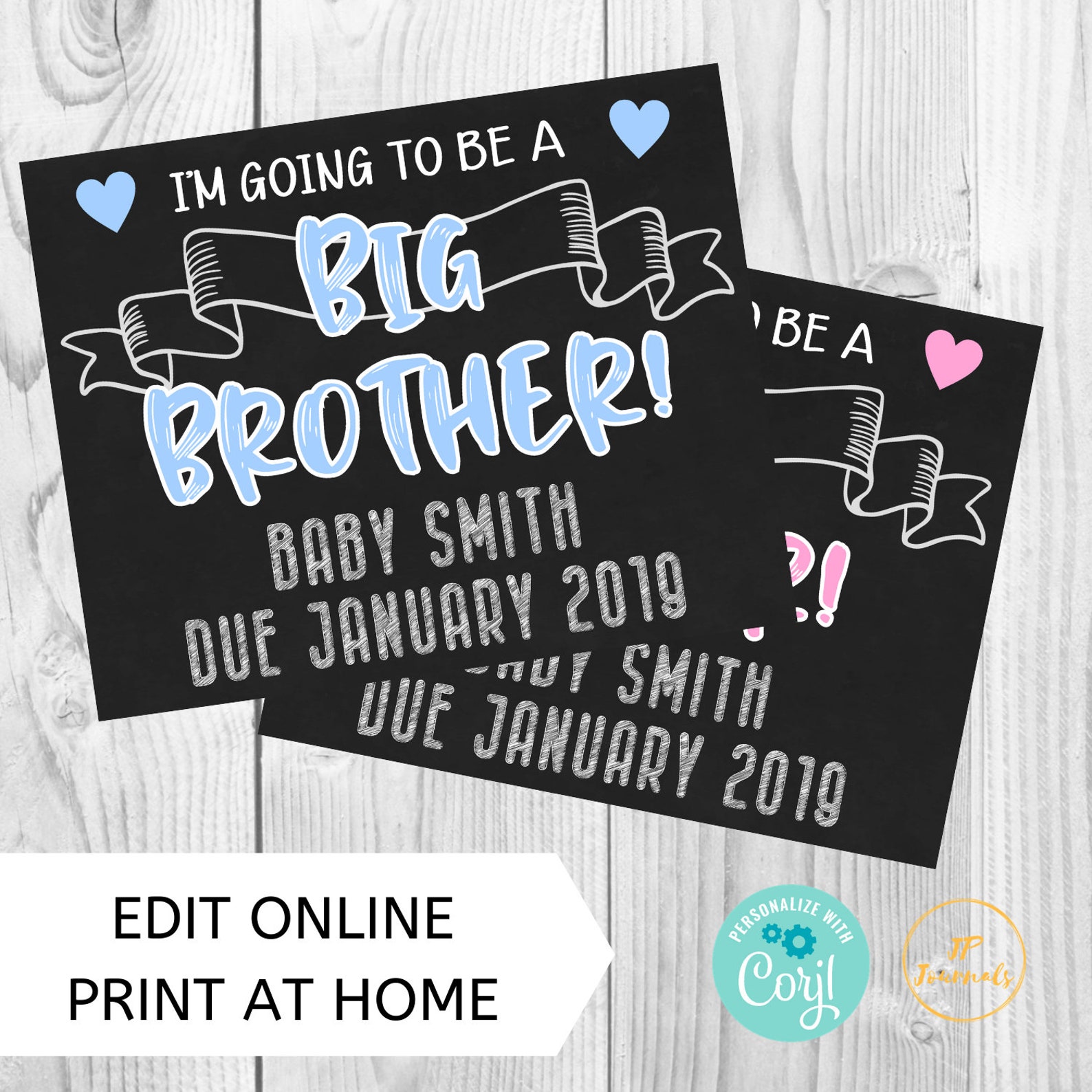 Printable Big Brother Big Sister Pregnancy Announcement - Etsy