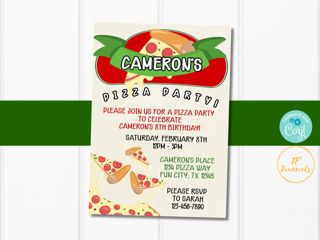 Editable Printable Pizza Party Invitation Template Pizza Birthday Party ...