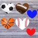 Sports Hearts Clip Art Soccer Basketball Baseball Football - Etsy