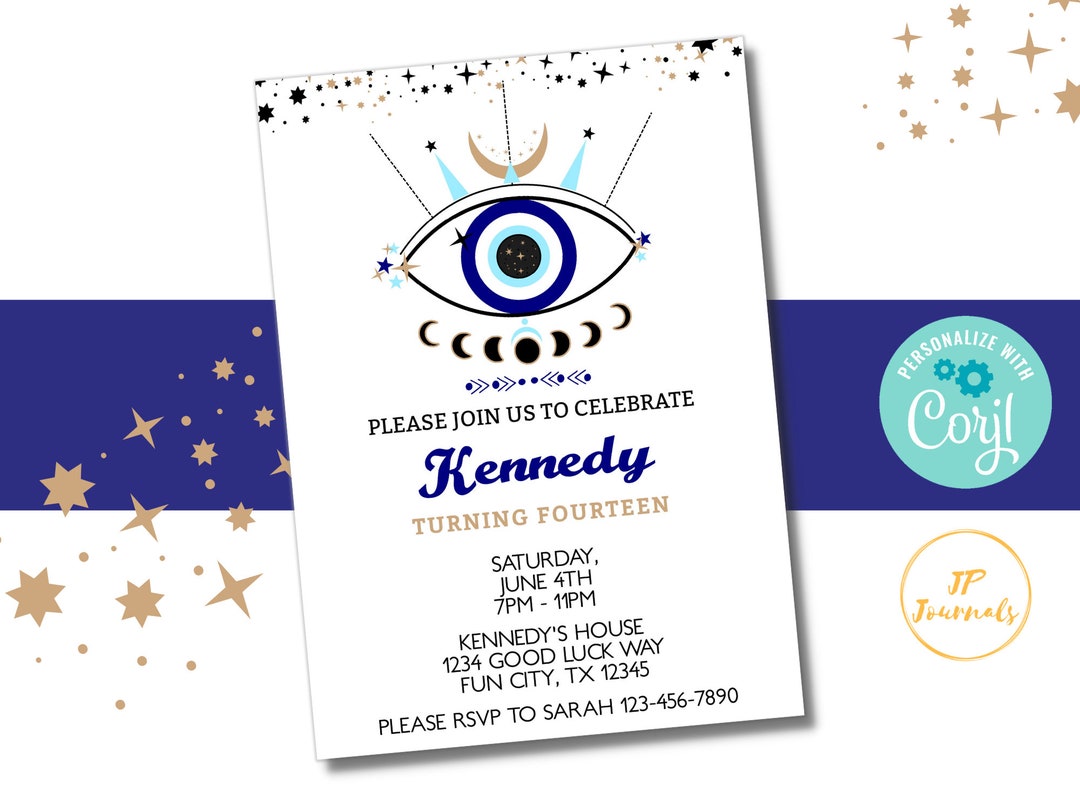 Evil Eye Birthday Party Invitation Template, Evil Eye Birthday Party ...